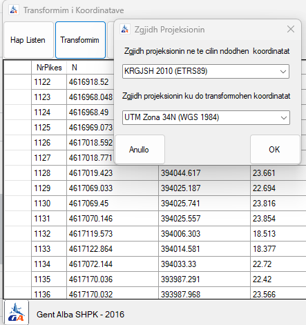 Coordinate Transformation Software – GENT ALBA